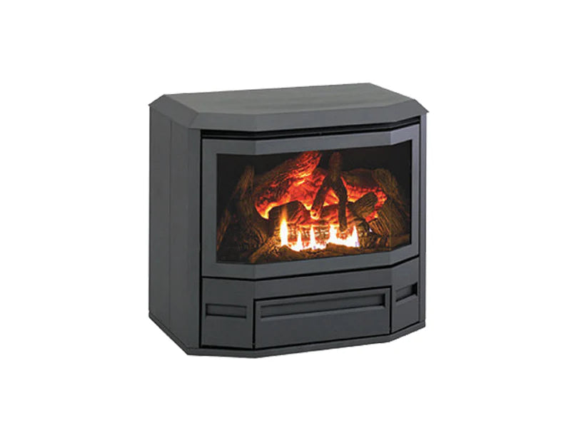 Archer FS100 Bay window Freestanding Gas log fire — Barbecue Bazaar